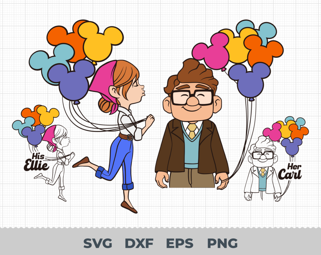 Ellie and Carl Svg, Carl and Ellie with Balloon