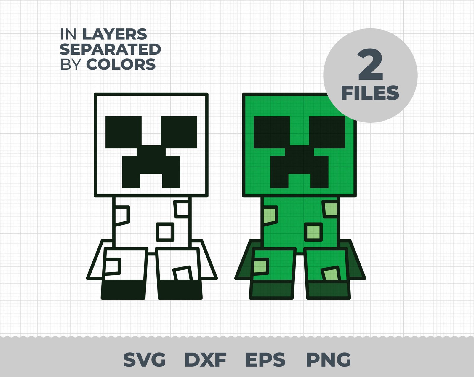 Creeper SVG, Minecraft Svg, Layered Svg, Cricut, Silhouette - RikunaStore
